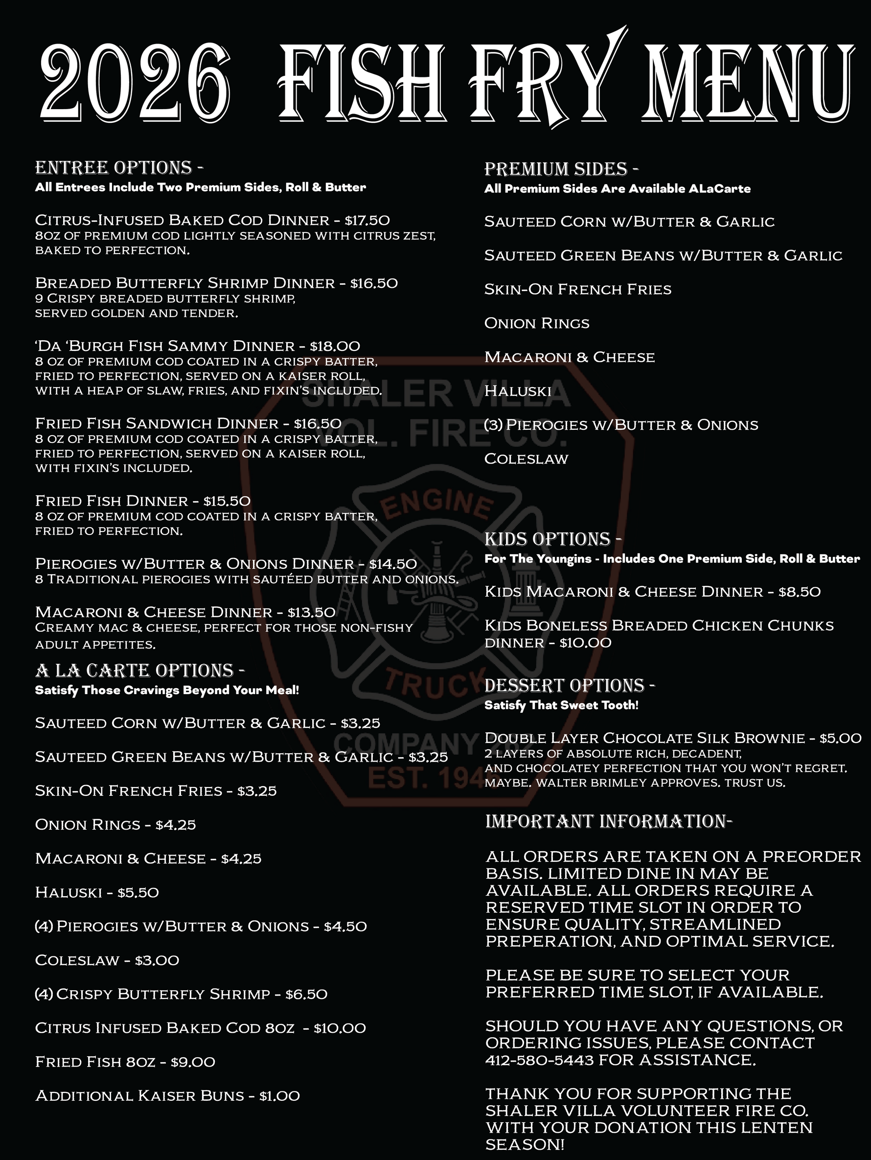 2026 Fish Fry Ordering – Shaler Villa Volunteer Fire Company